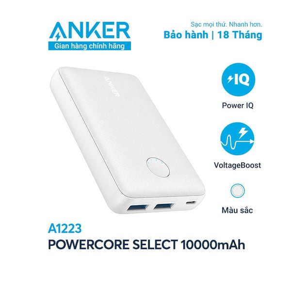 Buy Anker Powercore Select 10000 Mah Power Bank – White Online in UAE | Sharaf DG