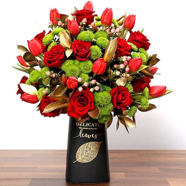 Red Tulips & Roses In Vase price in Bahrain, Buy Red Tulips & Roses In ...