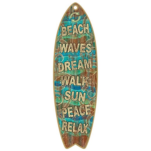 Buy Sjt Enterprises Inc. Beach Signs 5″ X 16″ Surfboard Wood Plaque ...